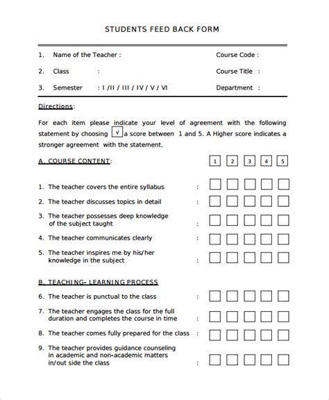 FREE 12 Babe Feedback Form Samples Templates