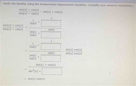 Solved Verify The Identity Using The Fundamental Trigonometric