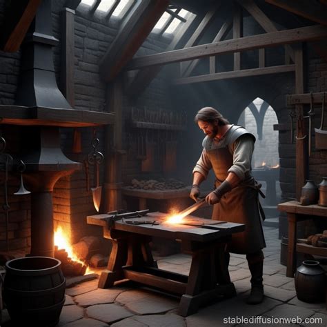 Epic Medieval Blacksmith's CGI Forge | Stable Diffusion Online