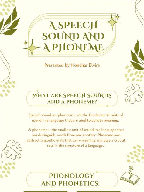 A Speech Sound And A Phoneme Presented By Honchar Elvira Group 303 Pdf