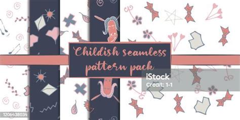 꽃무늬 숲 스타일로 만든 유치한 매끄러운 패턴 세트 부드러운 색상으로 제작된 디자인 요소 배경 또는 배경 화면 포장 지 웹