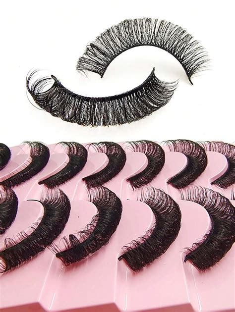 Asiteo 10 Pairs Fluffy Wispy Russian Strip Lashes Dd Curl Faux Mink Lashes Pack For Long