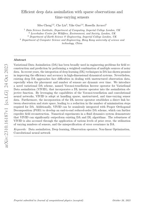 Pdf Efficient Deep Data Assimilation With Sparse Observations And Time Varying Sensors