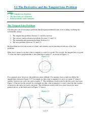 Understanding The Derivative And Tangent Line Problem In Calculus Course Hero