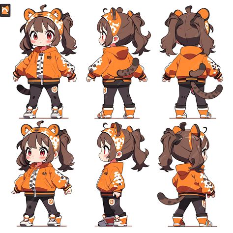 Premium Photo Colorful Female Tiger Themed Chibi Kawaii Gym Instructor Athletic Wea Creative
