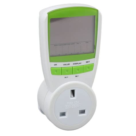 230v Power Metering Socket Voltage Current Power Usage Analyzer Uk Plug For Energy Saving