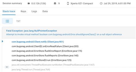 Attempt To Invoke Virtual Method Boolean Combugsnagandroiderrorshouldignoreclass On A