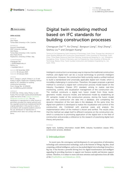 Pdf Digital Twin Modeling Method Based On Ifc Standards For Building