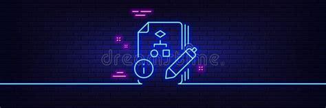 Documentation With Algorithm Line Icon Technical Instruction Sign Neon Light Glow Effect