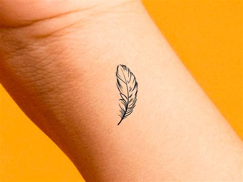 Minimalist Feather Temporary Tattoo Etsy