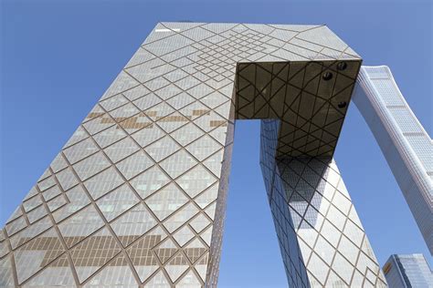 Cctv Headquarters Facade Detail With China Zun Citic Tower In The