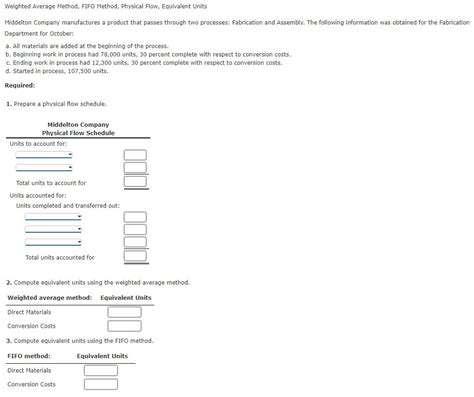 Solved Weighted Average Method FIFO Method Physical Flow Chegg