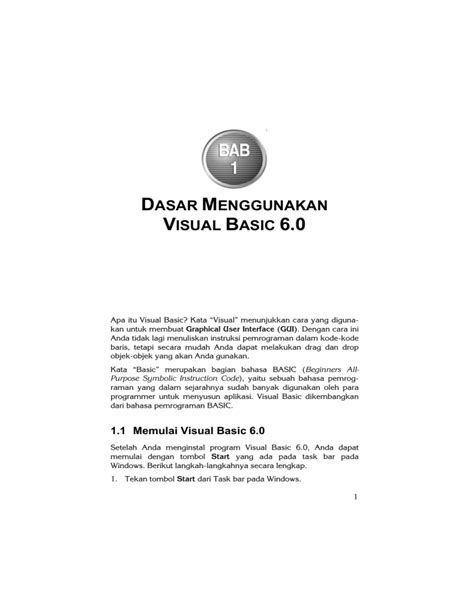 Dasar Menggunakan Visual Basic 60