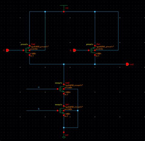 Inception Electronics CMOS NAND Gate Design Nm Technology