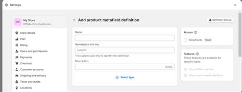 metafields shopify definitions and how to use it