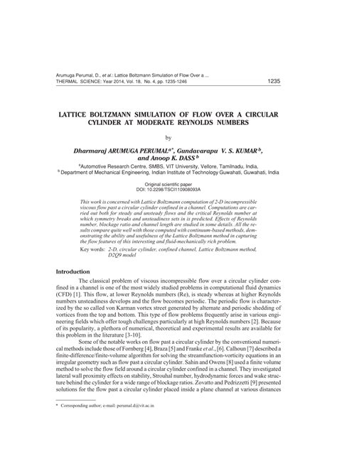 Pdf Lattice Boltzmann Simulation Of Flow Over A Circular Cylinder At Moderate Reynolds Numbers