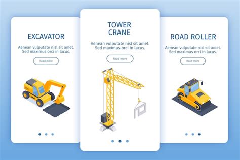 Projeto De Aplicativo De Construção Em Visão Isométrica Vetor Premium