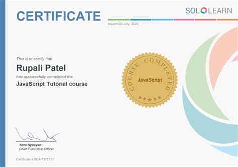 rupali patel on linkedin javascript sololearn certificate bucse