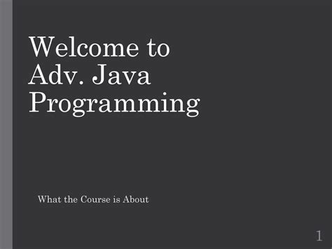 Welcome to Adv. Java Programming - ppt download