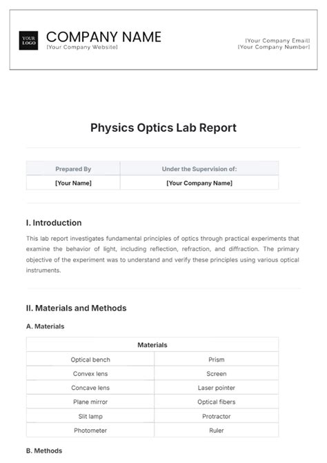 free physics optics lab report template to edit online