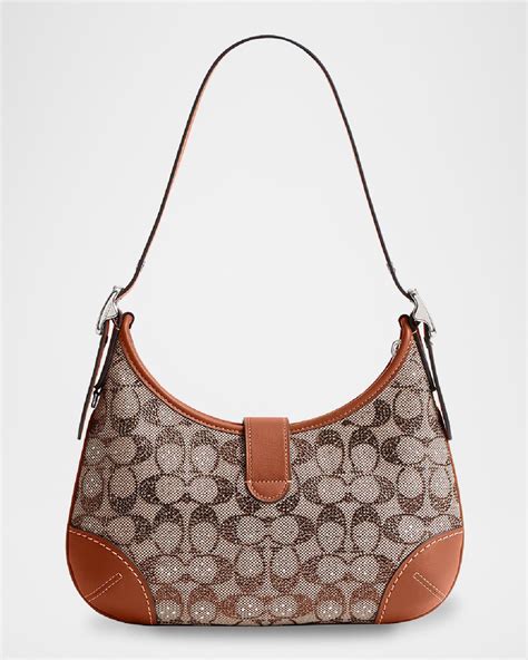 Coach The Coach Originals Hamptons Crystal Signature Jacquard Hobo Bag Neiman Marcus