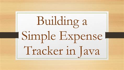 Building a Simple Expense Tracker in Java - YouTube