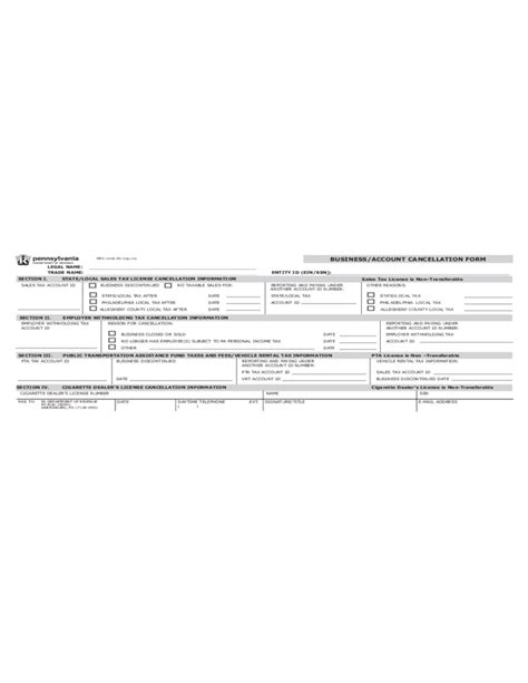 REV Business Account Cancellation Form Free Download