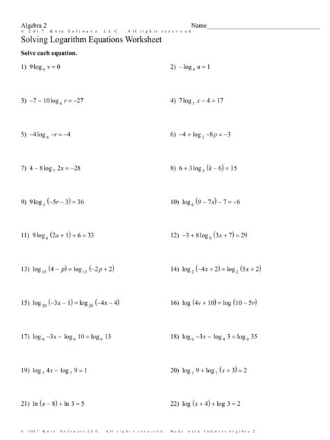 Worksheet 4 Logs Equations With Ws Download Free Pdf Worksheets Library