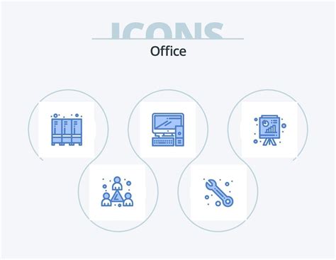 Office Blue Icon Pack Icon Design Powerpoint Analytics Furniture Pc Equipment