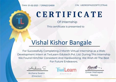 vishal bangale on linkedin internship webdevelopment