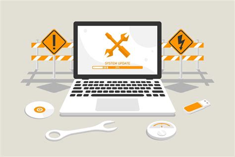 Install Operating System Update Of Laptop Computer Screen With