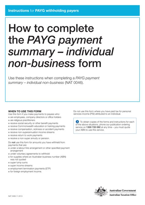 How To Complete The Payg Payment Summary
