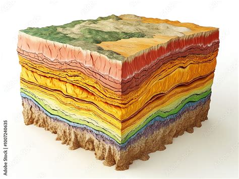 Detailed 3d Illustration Of Geological Layers Showcasing Vibrant