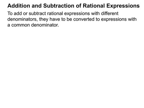 55 Addition And Subtraction Of Rational Expressions Pptx