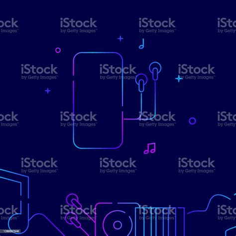 이어폰 그라데이션 라인 아이콘 벡터 일러스트가 있는 스마트폰 0명에 대한 스톡 벡터 아트 및 기타 이미지 0명 국경 그라데이션 Istock