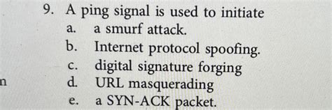 Solved A Ping Signal Is Used To Initiatea ﻿a Smurf