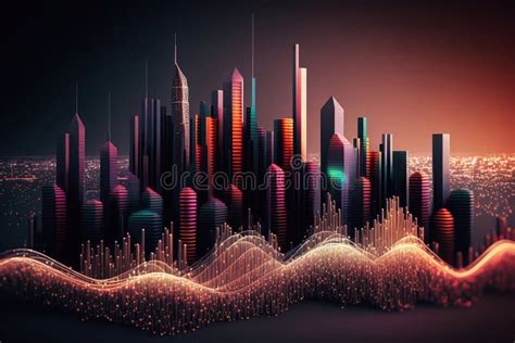 Smart City And Abstract Dot Point Connect With Gradient Line And Aesthetic Intricate Wave Line
