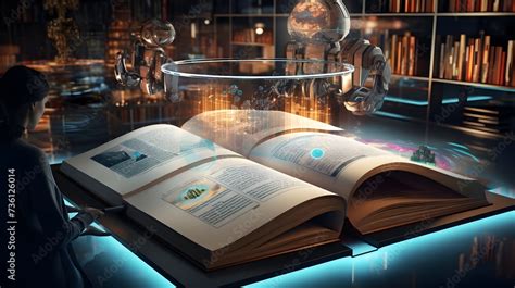 Ai In Education Digital Book Opening With Ai Code And Interactive Elements Integration Of Ai