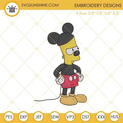 Bart Simpson Mickey Mouse Embroidery Designs The Simpsons Disney Embroidery Files