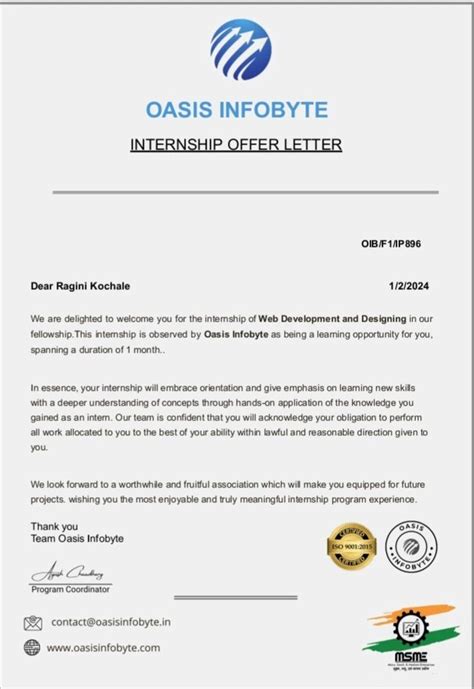 Ragini Kochale On Linkedin Opportunity Internship Oasisinfobyte Project Webdevelopment