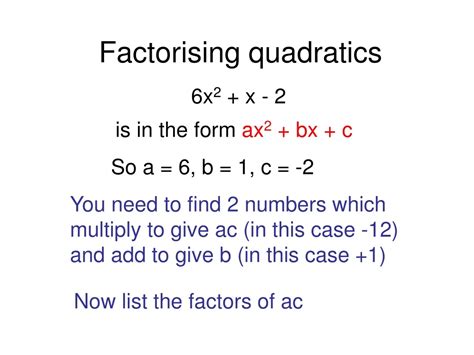 Ppt Factorising Quadratics Step By Step Guide With Example Powerpoint Presentation Id 8962022