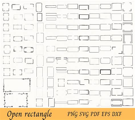 Open RECTANGLE SVG Split RECTANGLE Svg Rectangle Outline Etsy