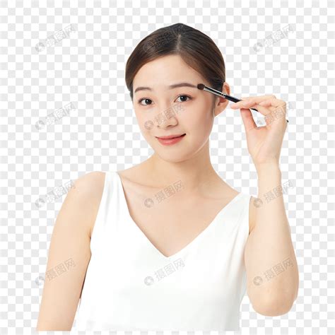 화장을 위해 눈썹 연필을 사용하는 젊은 미녀 Png 일러스트 무료 다운로드 Lovepik