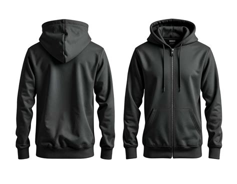 Two Dark Plain Zippered Hoodies Shown Front And Back 74766758 Png