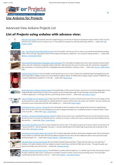 Advanced View Arduino Projects List Use Arduino For Projects Pdf