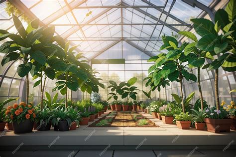 Premium Photo Three Dimensional Render Of Plants Growing In Greenhouse