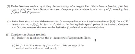 Solved Derive Newtons Method By Finding The Xintercept Chegg