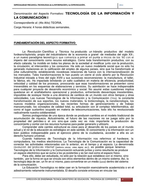 Tecnologias De La Informacion Y La Comunicacion Pdf Informática Tecnología De Información