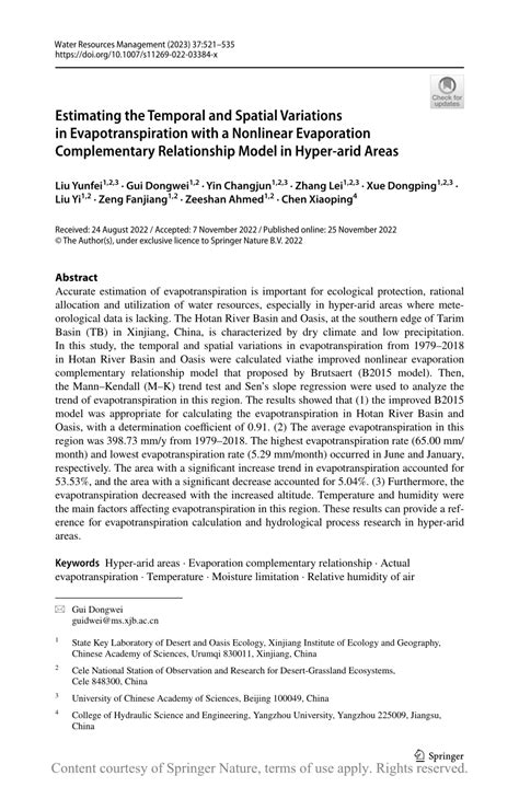 Estimating The Temporal And Spatial Variations In Evapotranspiration With A Nonlinear