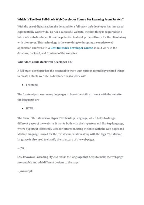 Ppt Which Is The Best Full Stack Web Developer Course For Learning
